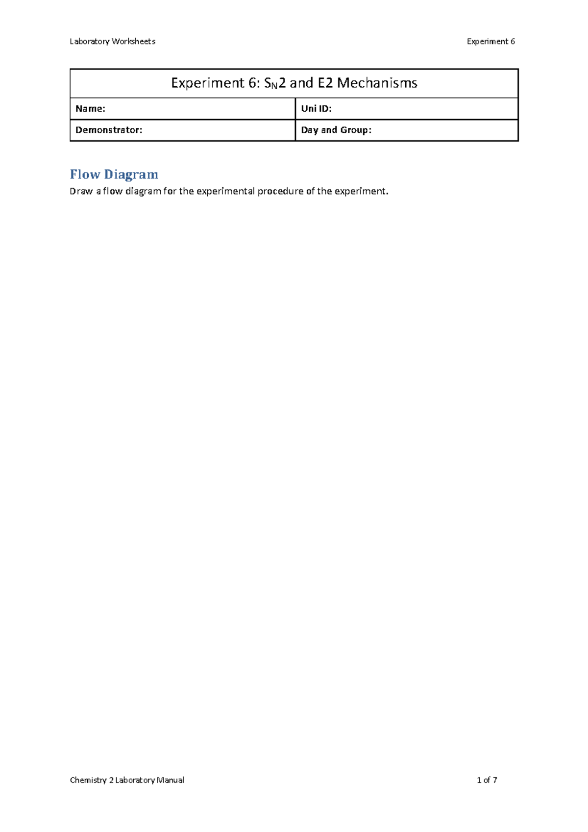 7. WS Experiment 6 - SN2 and E2 Mechanisms - MJE review 2023 ...