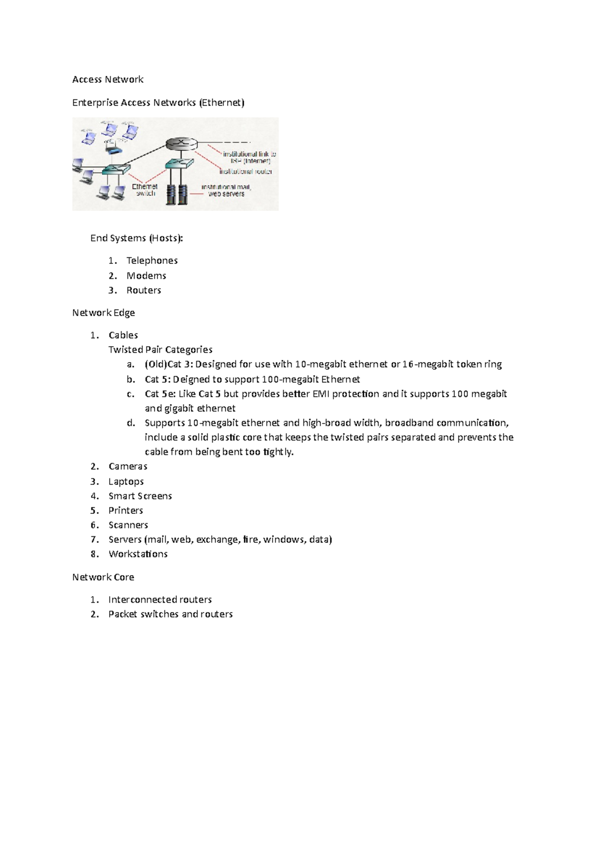 Networking Notes - Access Network Enterprise Access Networks (Ethernet ...