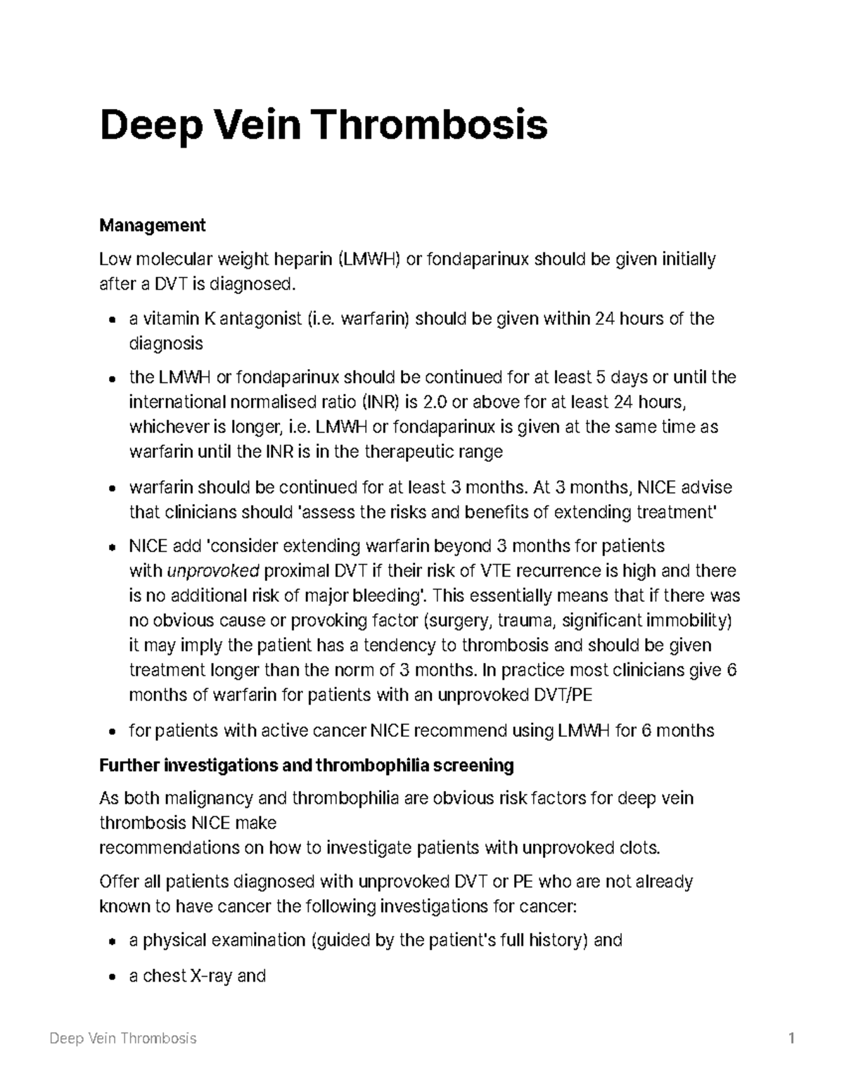 Deep Vein Thrombosis - Deep Vein Thrombosis Management Low molecular ...
