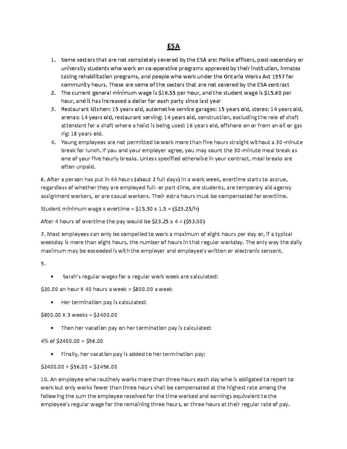 ESA questions - ESA Some sectors that are not completely covered by the ...