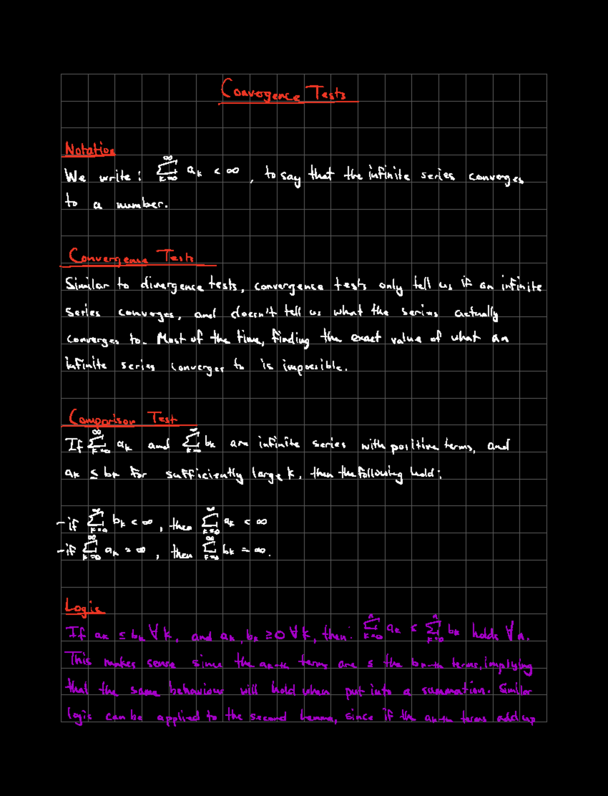 Convergence tests - I are infinite series withpositiveterms and 9k I be ...