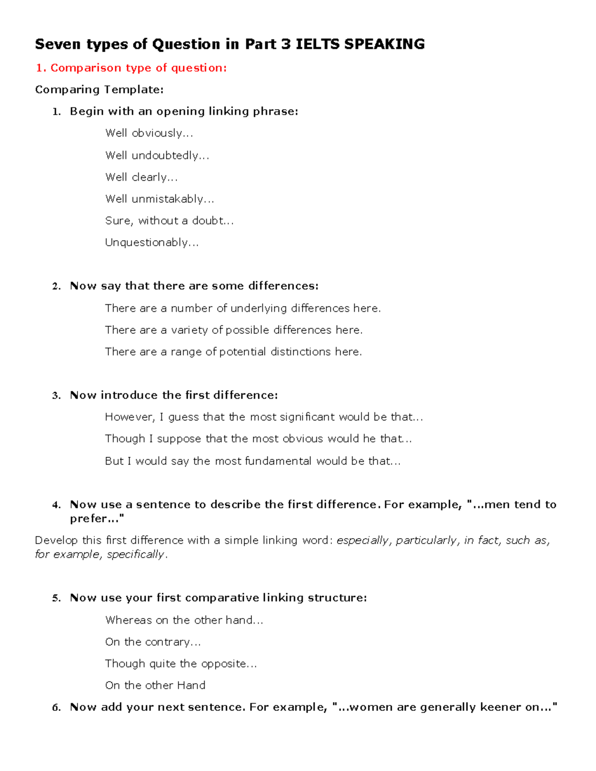 Seven types of Question in Part 3 Ielts Speaking - Seven types of ...