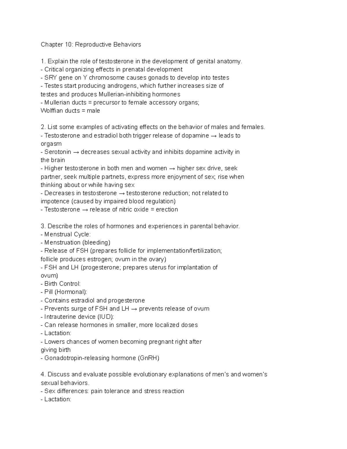 Chapter 10 Reproductive Behaviors - Chapter 10: Reproductive Behaviors ...