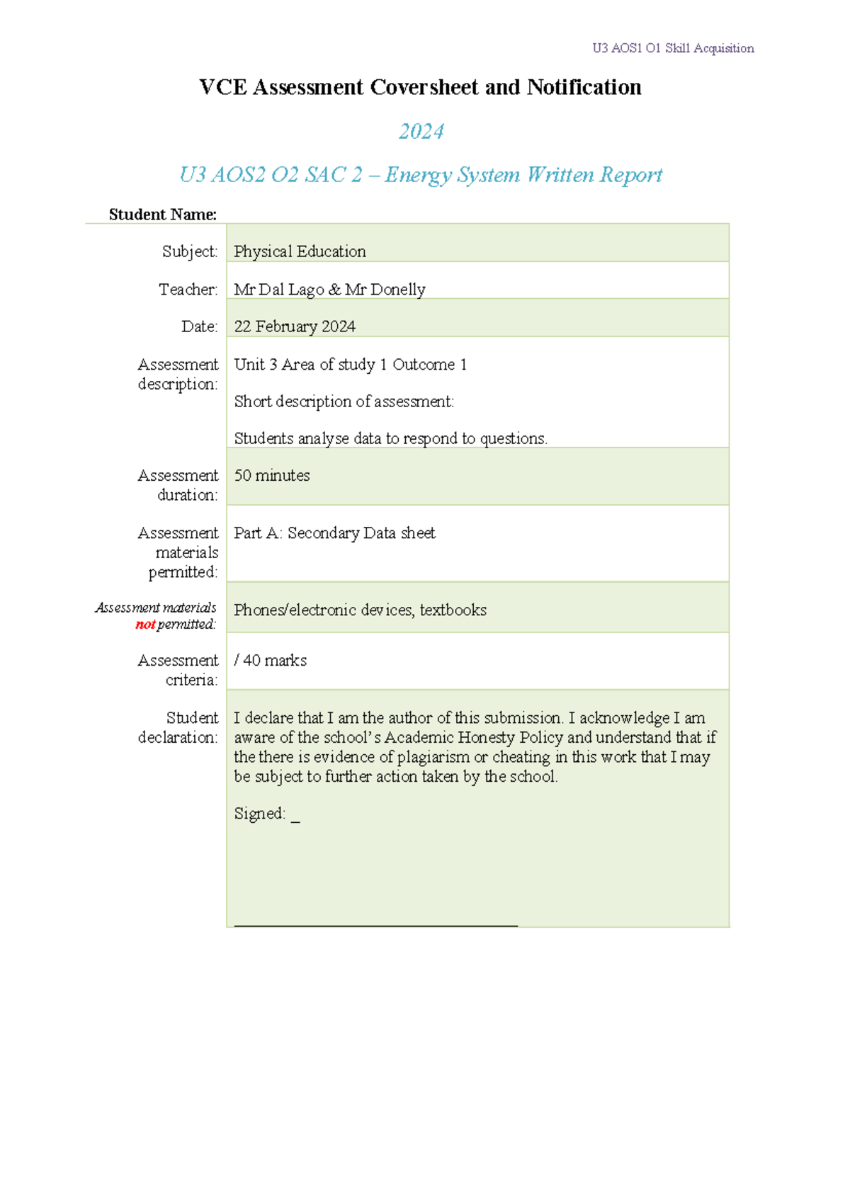 2024 VCE PE SAC 1A U3 AOS1 O1 Part A Secondary Data - VCE Assessment ...