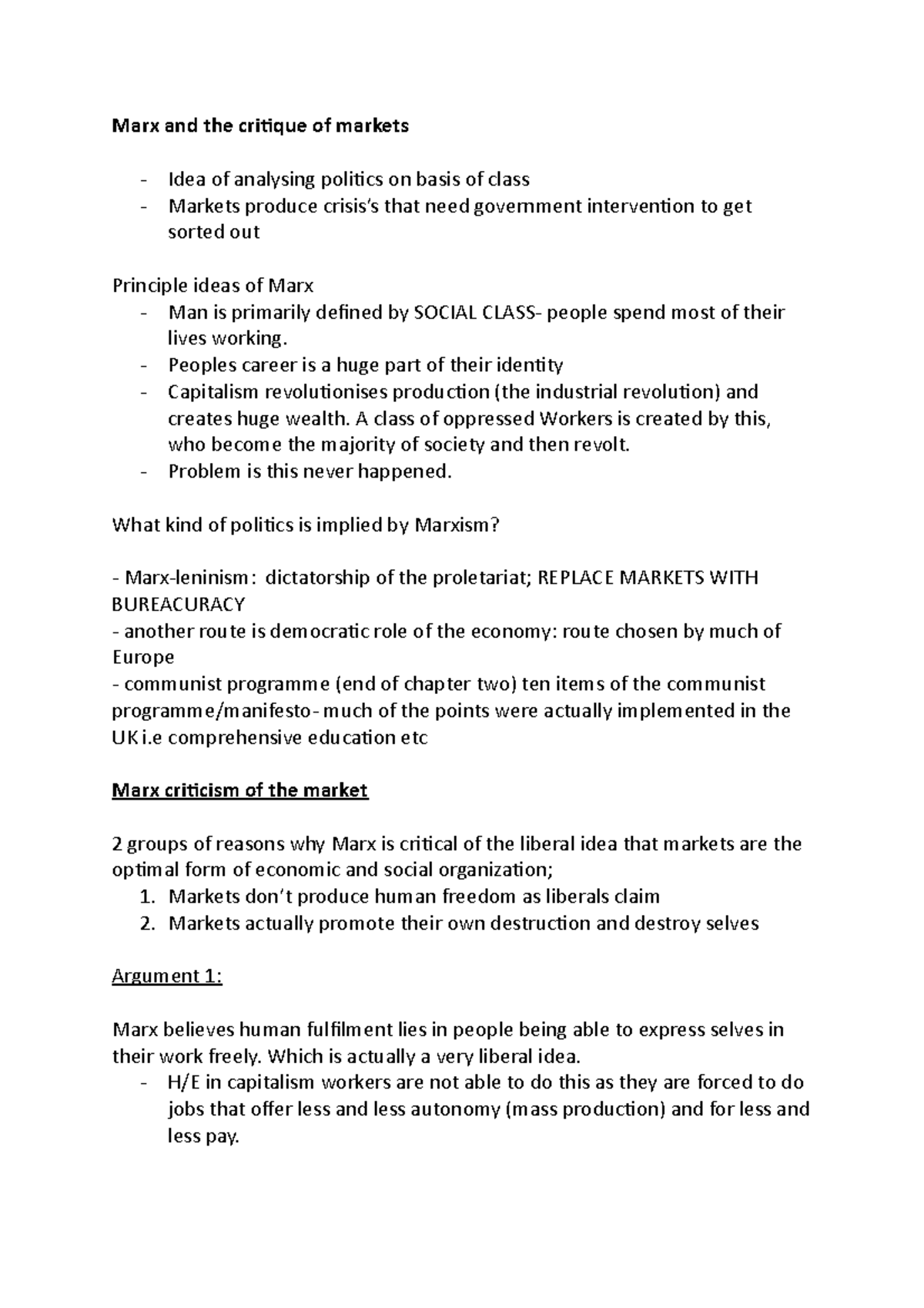 Marx and the critique of markets - Peoples career is a huge part of ...