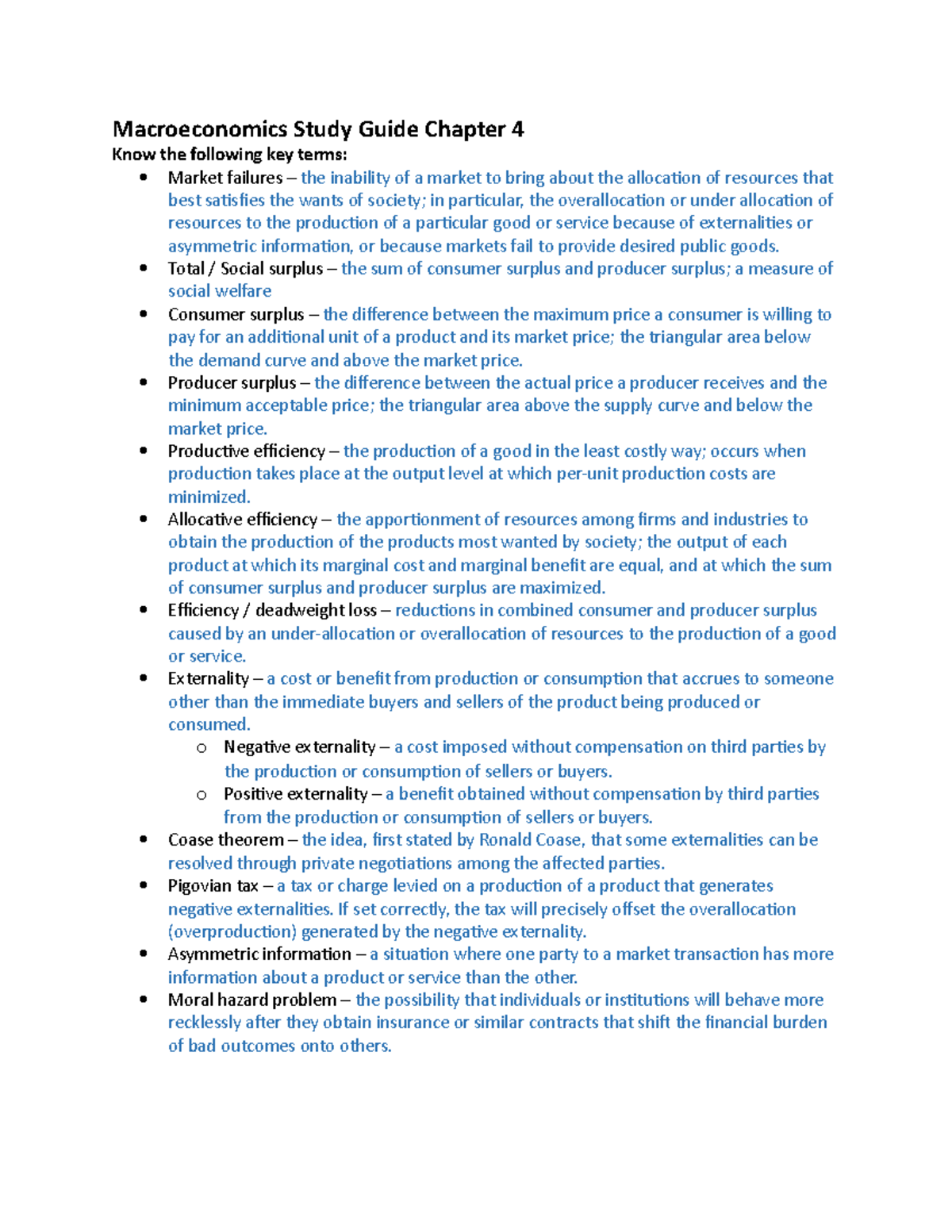 Macroeconomics Study Guide Chapter 4 - Total / Social surplus – the sum ...