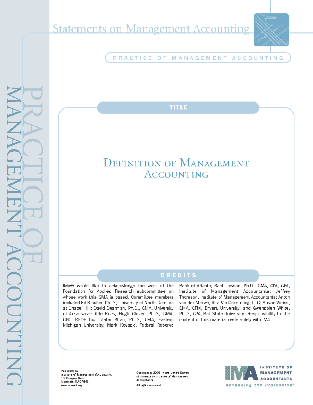 6c984e4d7c854c2fb40b96bfbe991884 - Statements on Management Accounting ...