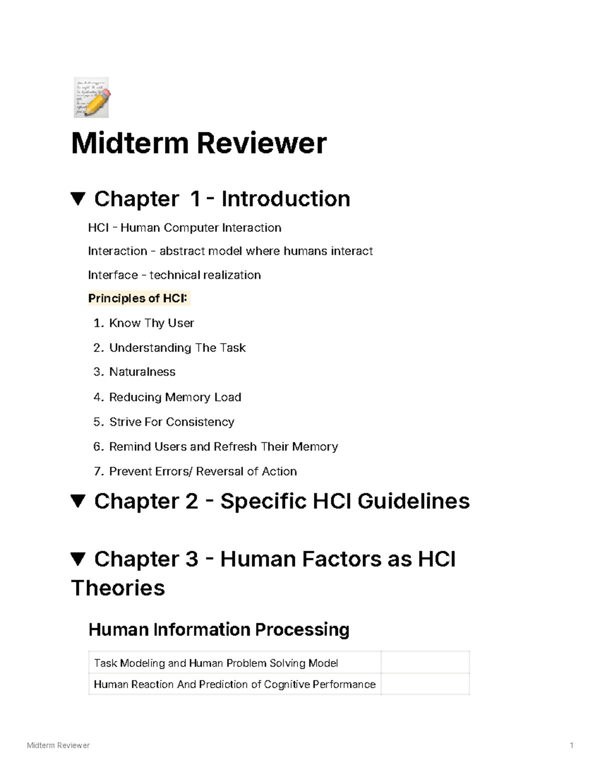HCI - Midterm Reviewer - 📝 Midterm Reviewer Chapter 1 Introduction HCI Human Computer - Studocu