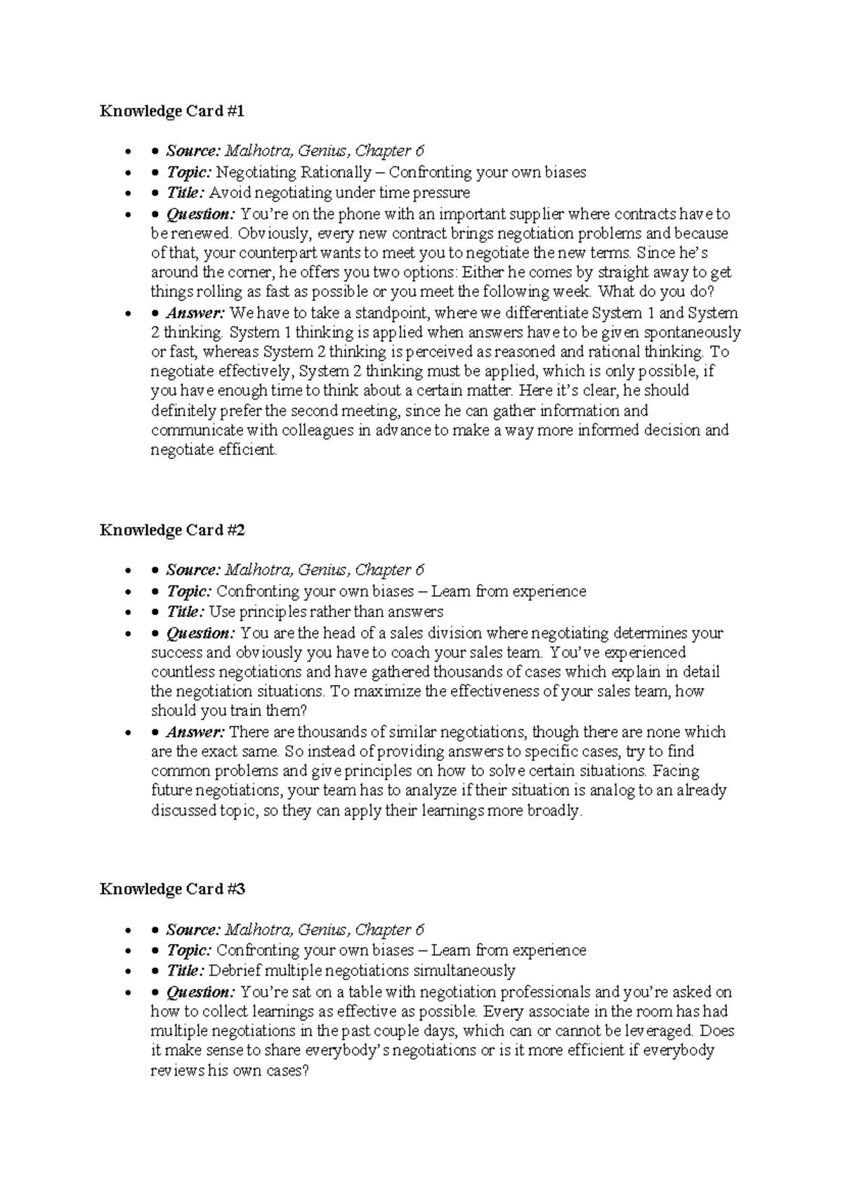 Knowledge Cards - Obviously, every new contract brings negotiation ...