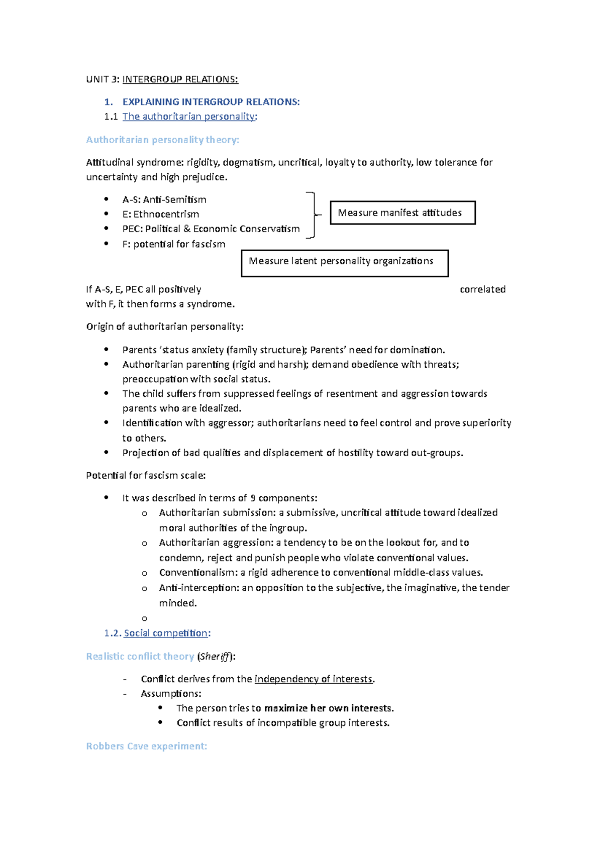 Unit 3 - Unit 3 social psychology - UNIT 3: INTERGROUP RELATIONS: 1 ...