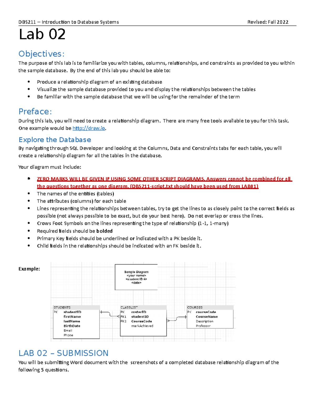 DBS211 Lab02 - Notes - Lab 02 Objectives: The purpose of this lab is to ...