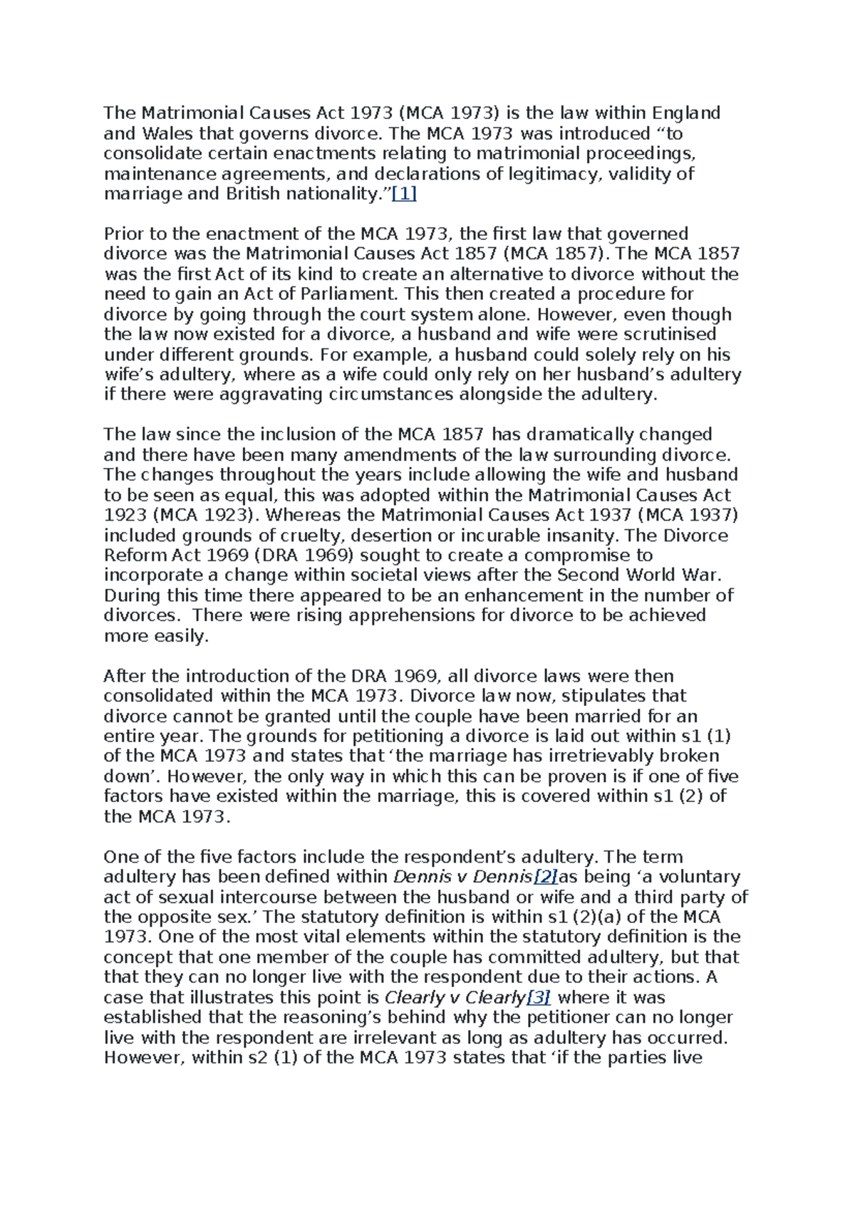 Divorce - The Matrimonial Causes Act 1973 (MCA 1973) is the law within ...