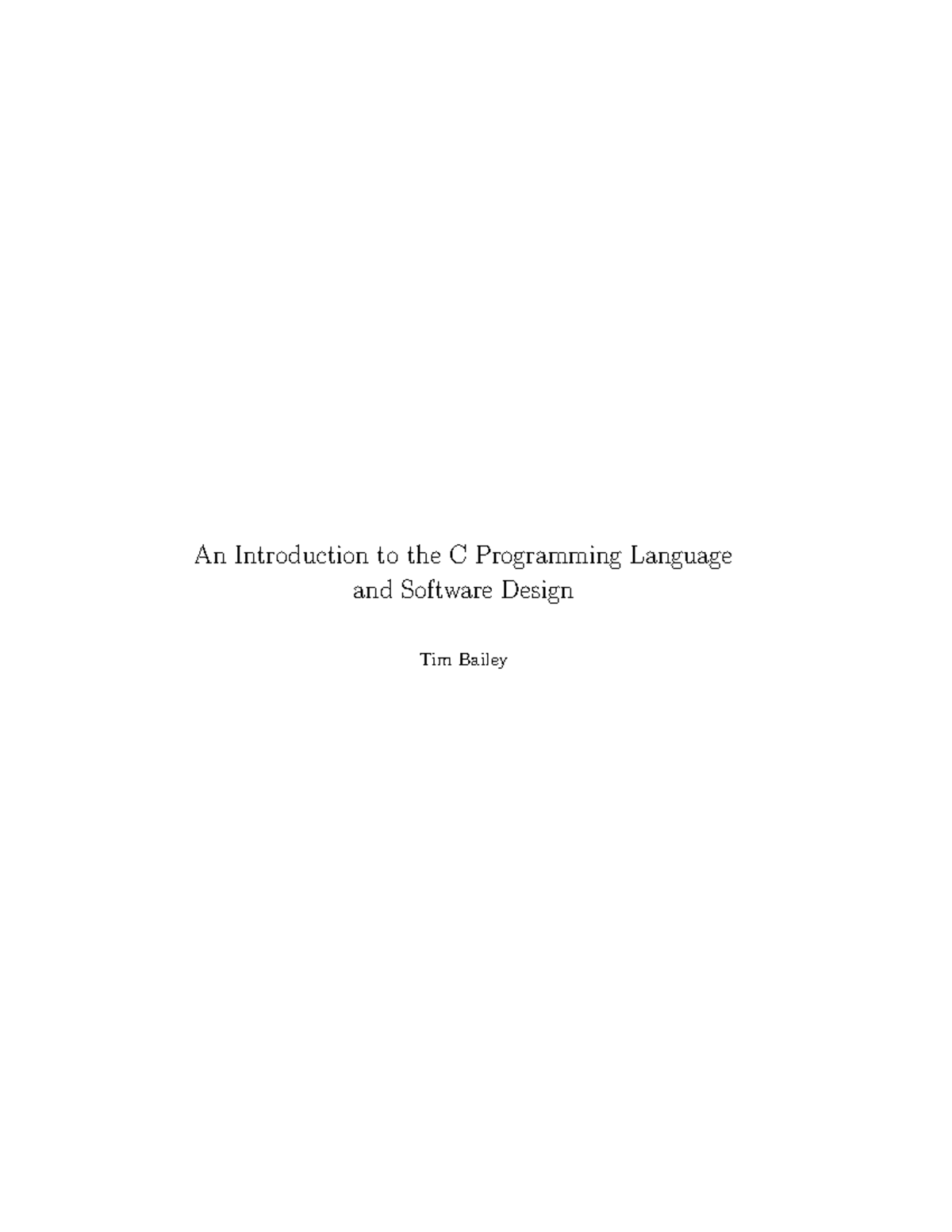 C Programming Book An Introduction To The C Programming Language And