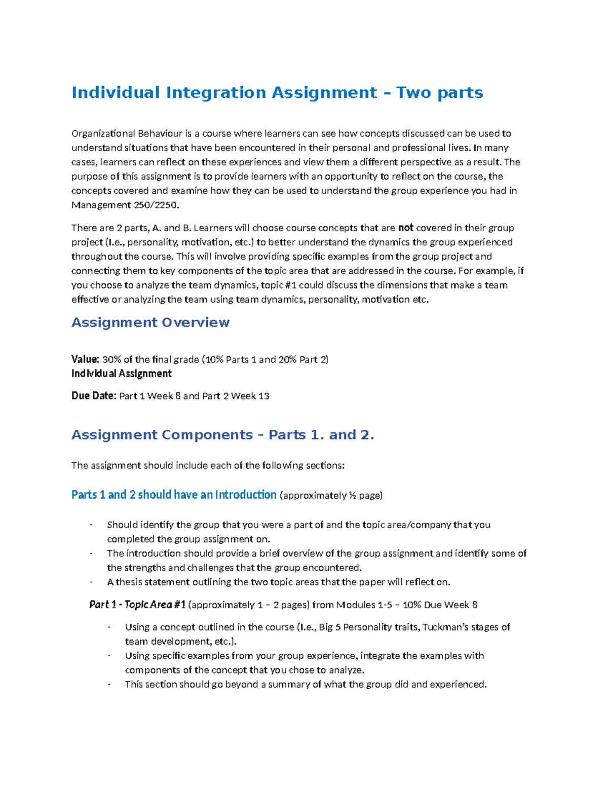Individual Integration Assignment - In many cases, learners can reflect ...
