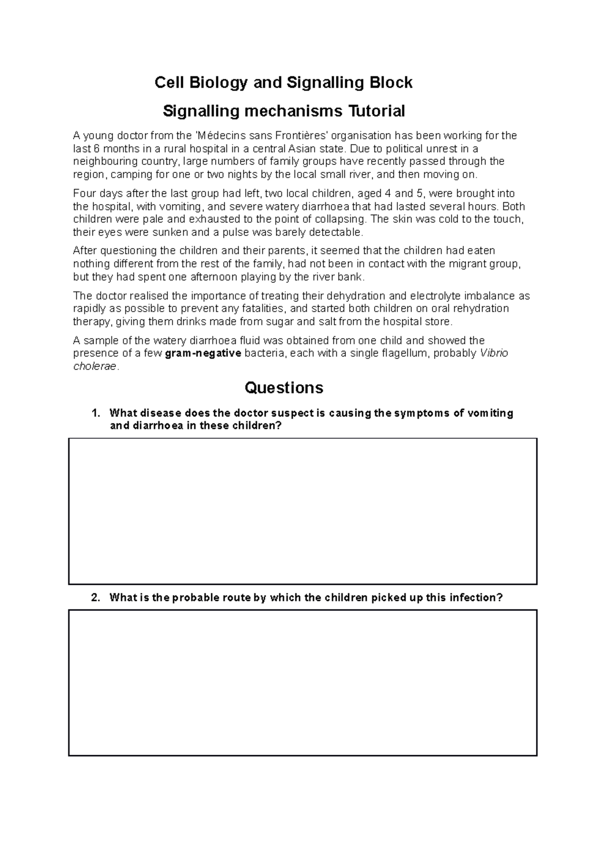 CBS Signalling Tutorial Worksheet 2021/2022 - Cell Biology and ...