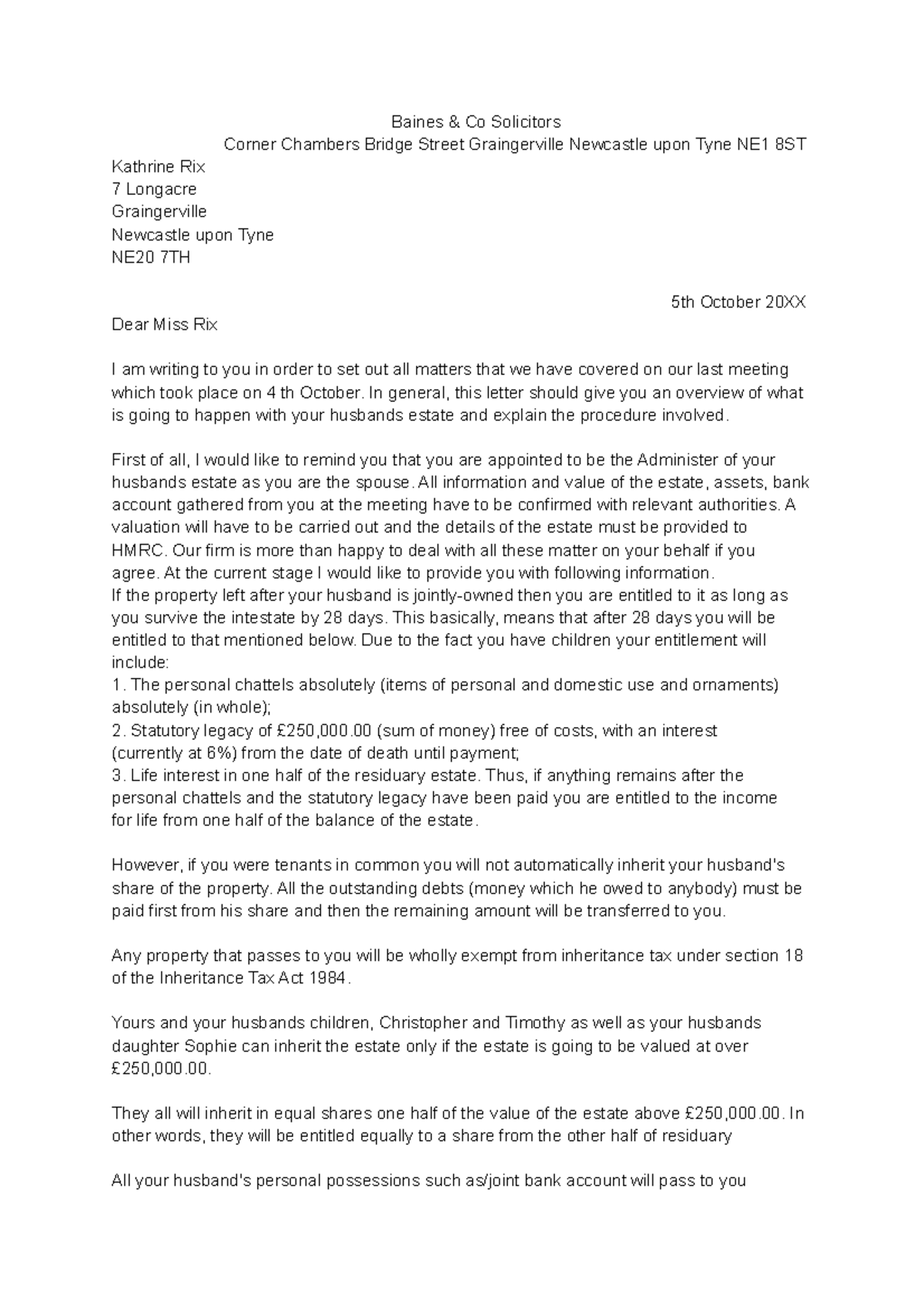 Not competent - example of a bad letter - Baines & Co Solicitors Corner ...