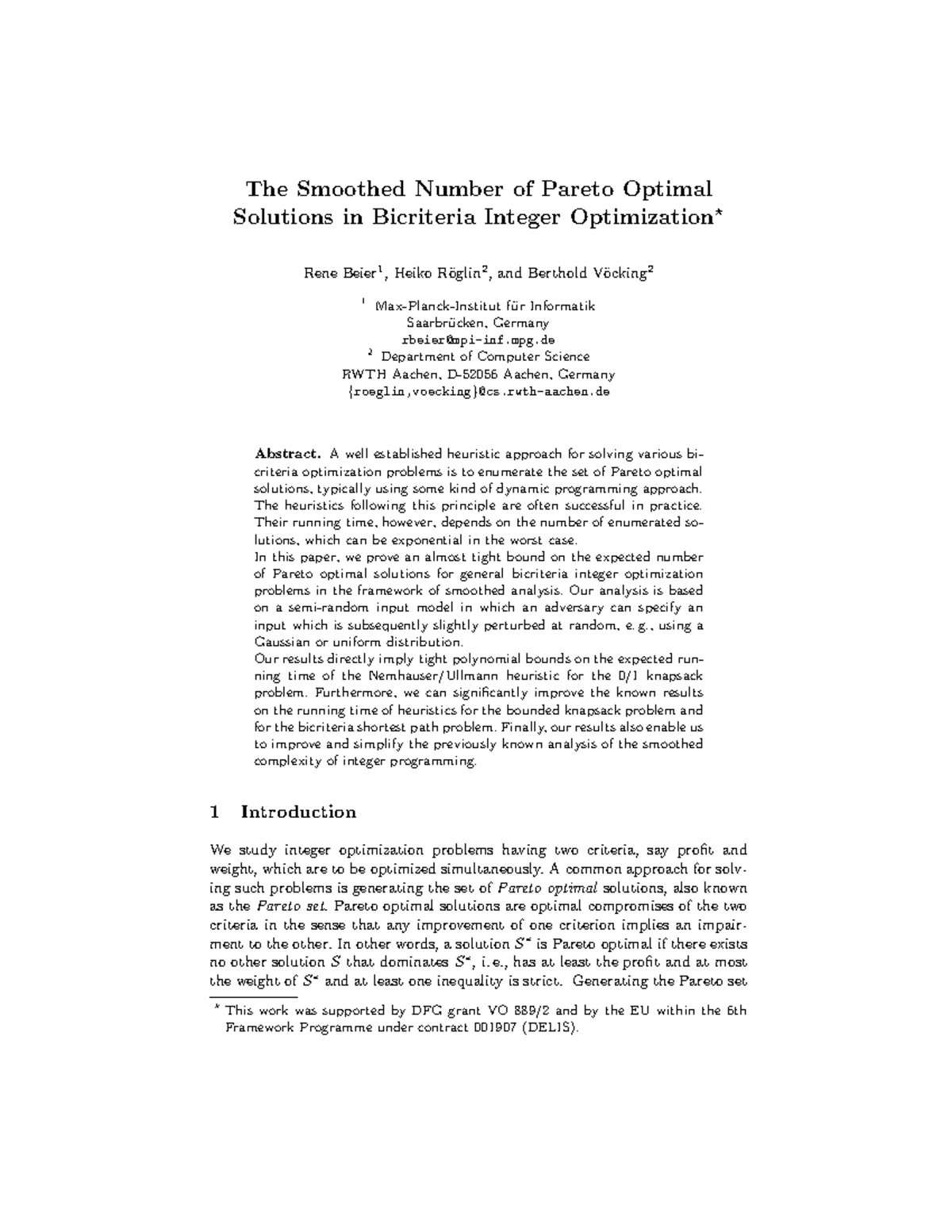 IPCO07 - Prof is Naveen Garg - The Smoothed Number of Pareto Optimal Solutions in Bicriteria ...