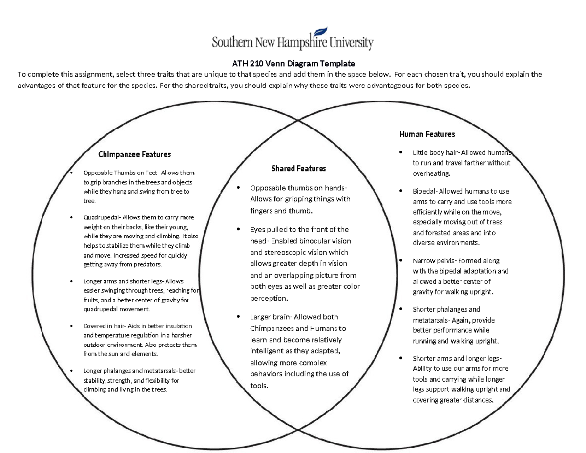 ATH 210 Venn Diagram - ATH 210 Venn Diagram Template To complete this ...