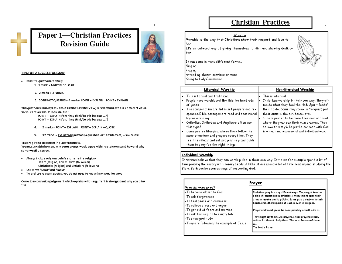 Christian Practices Rev Booklet 2018 - 1 Paper 1—Christian Practices ...
