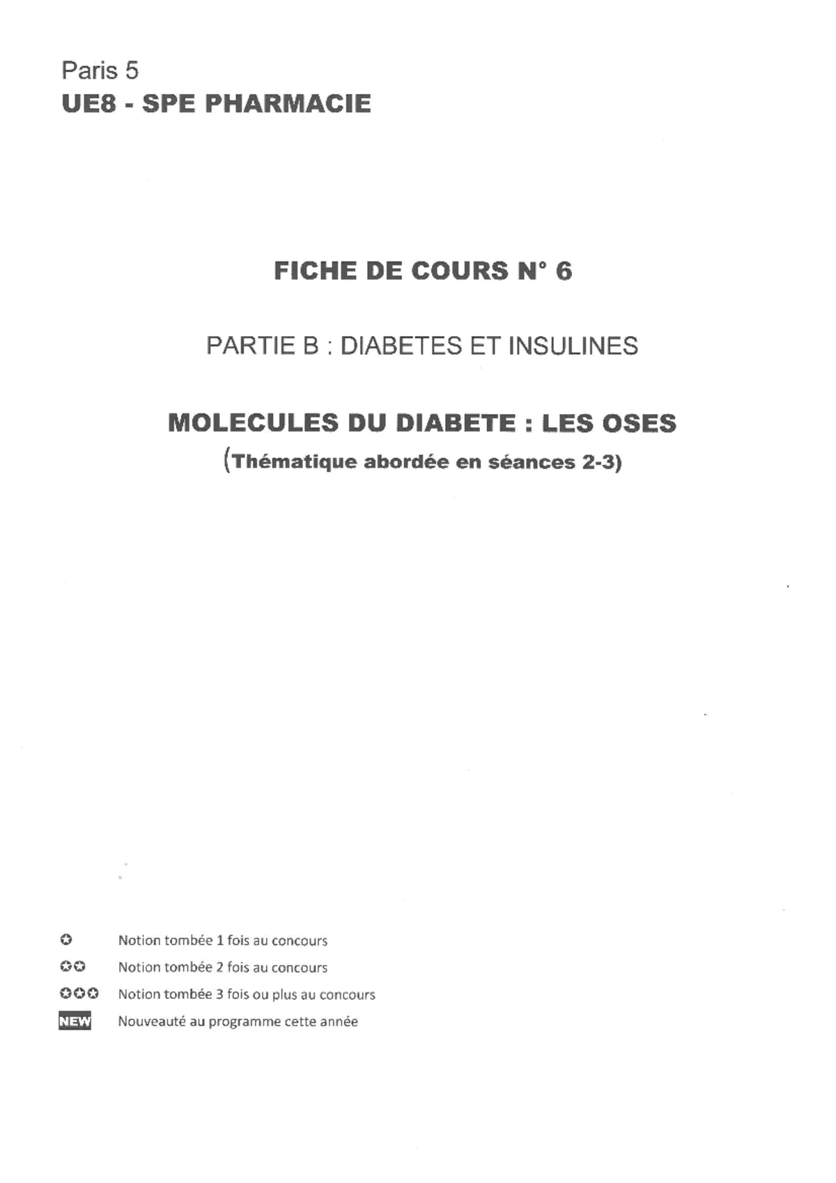 FC6 - Diabète, les oses Fiche Medisup résumé exhaustif du cours + annales classées ...