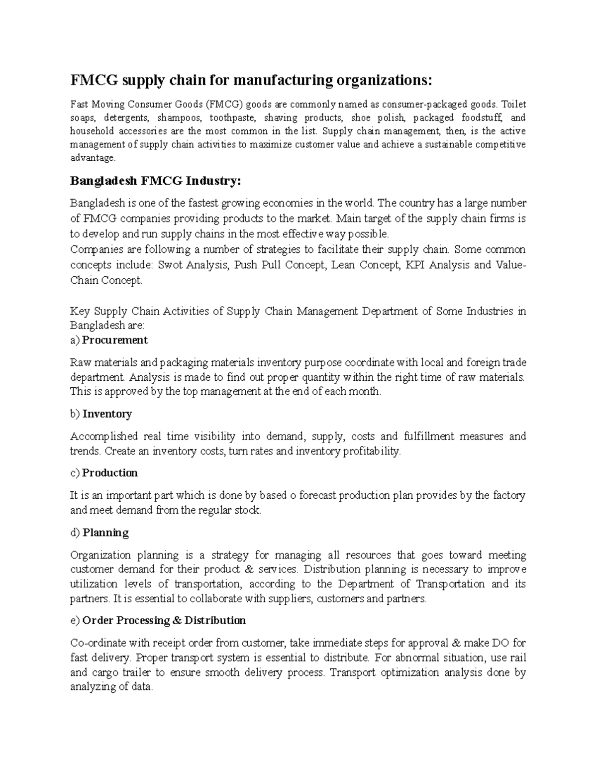 FMCG supply chain for manufacturing organizations - Toilet soaps ...