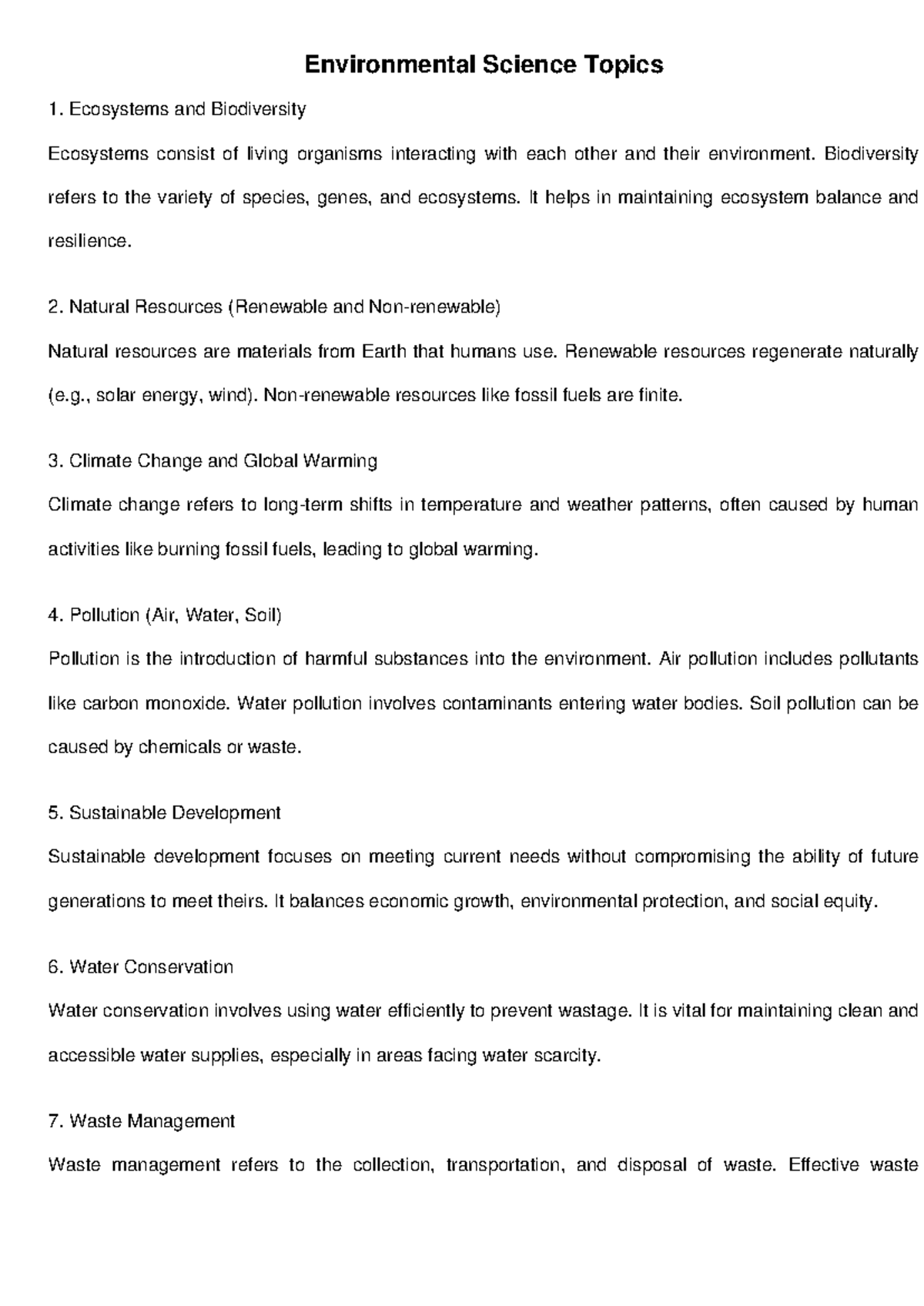Environmental Science Topics - Environmental Science Topics Ecosystems ...
