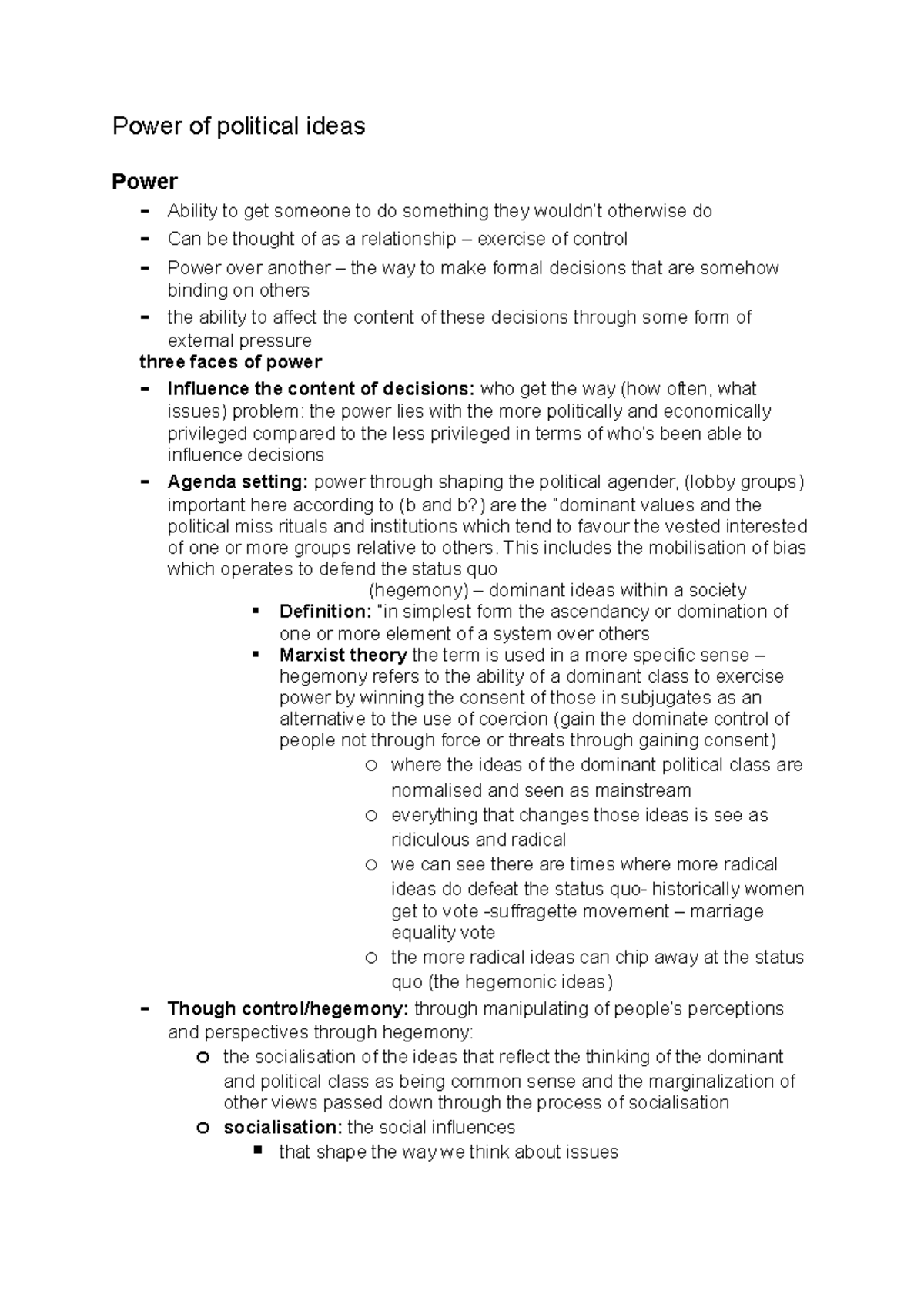 Power of political ideas - Power of political ideas Power - Ability to ...