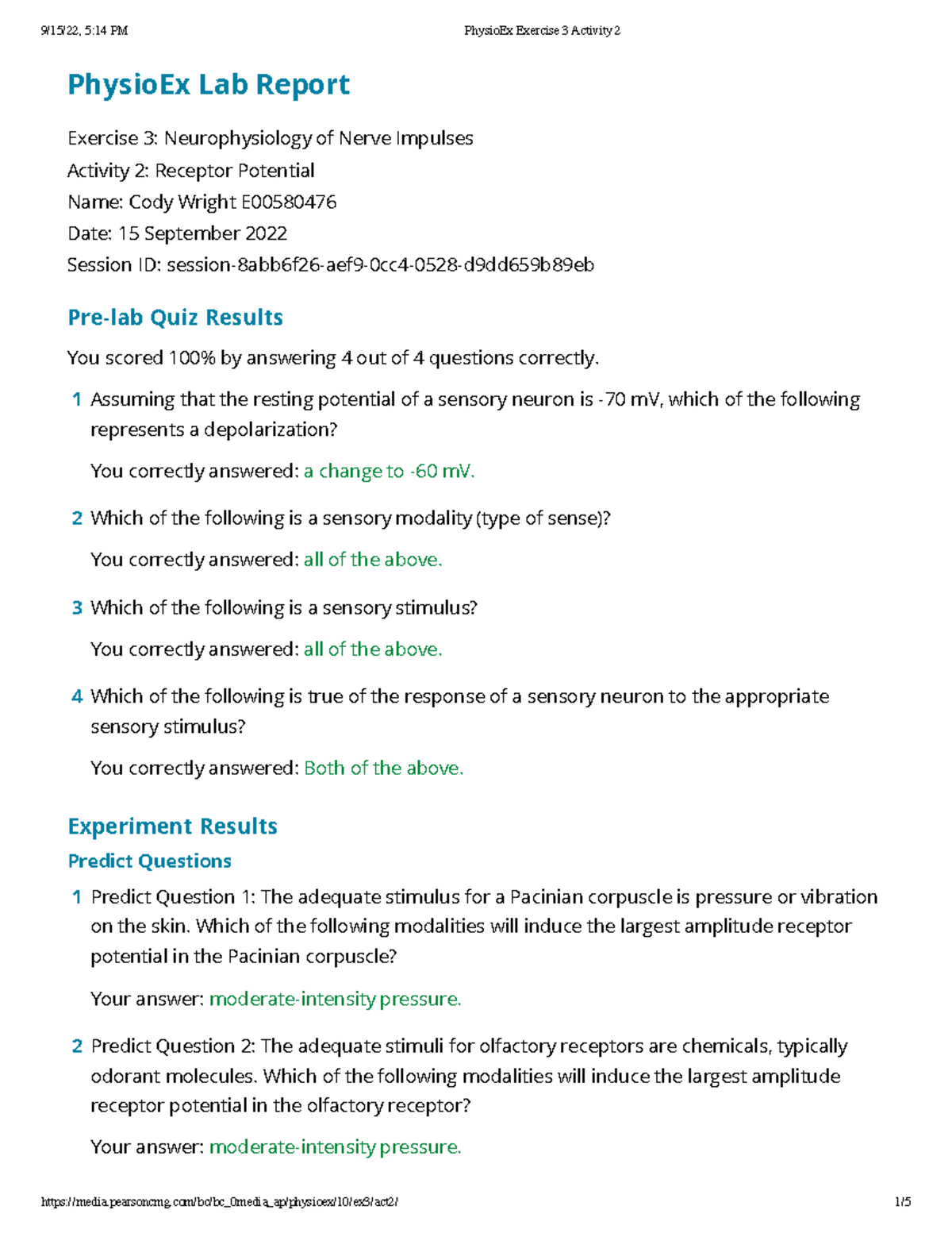 Physio Ex Exercise 3 Activity 2 - PhysioEx Lab Report Exercise 3 ...