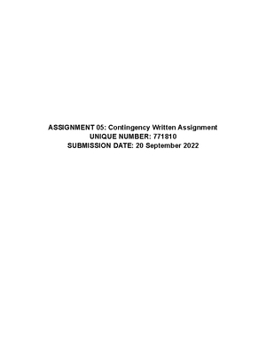 Module CODE IPS1501, Assignment 2 - ASSESSMENT 2: WRITTEN ASSESSMENT [100 marks] UNIQUE NUMBER ...
