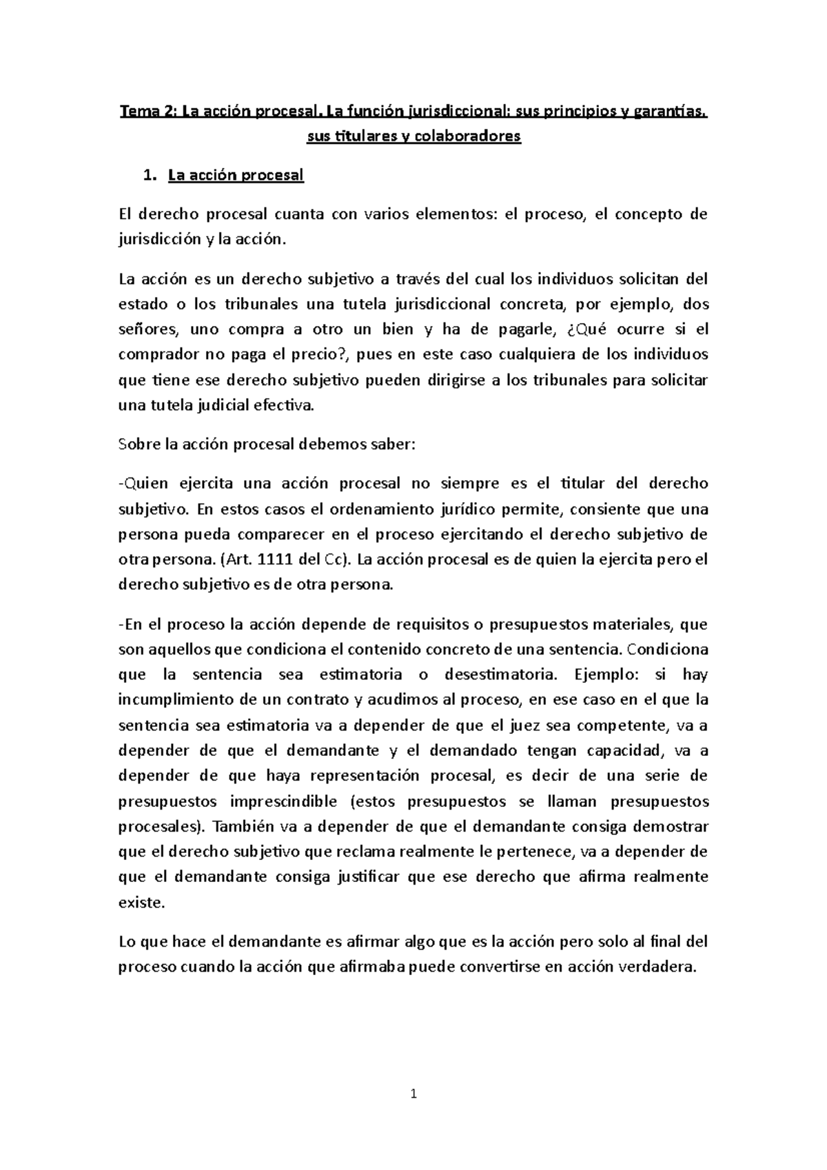 La acción procesal - La función jurisdiccional: sus principios y ...