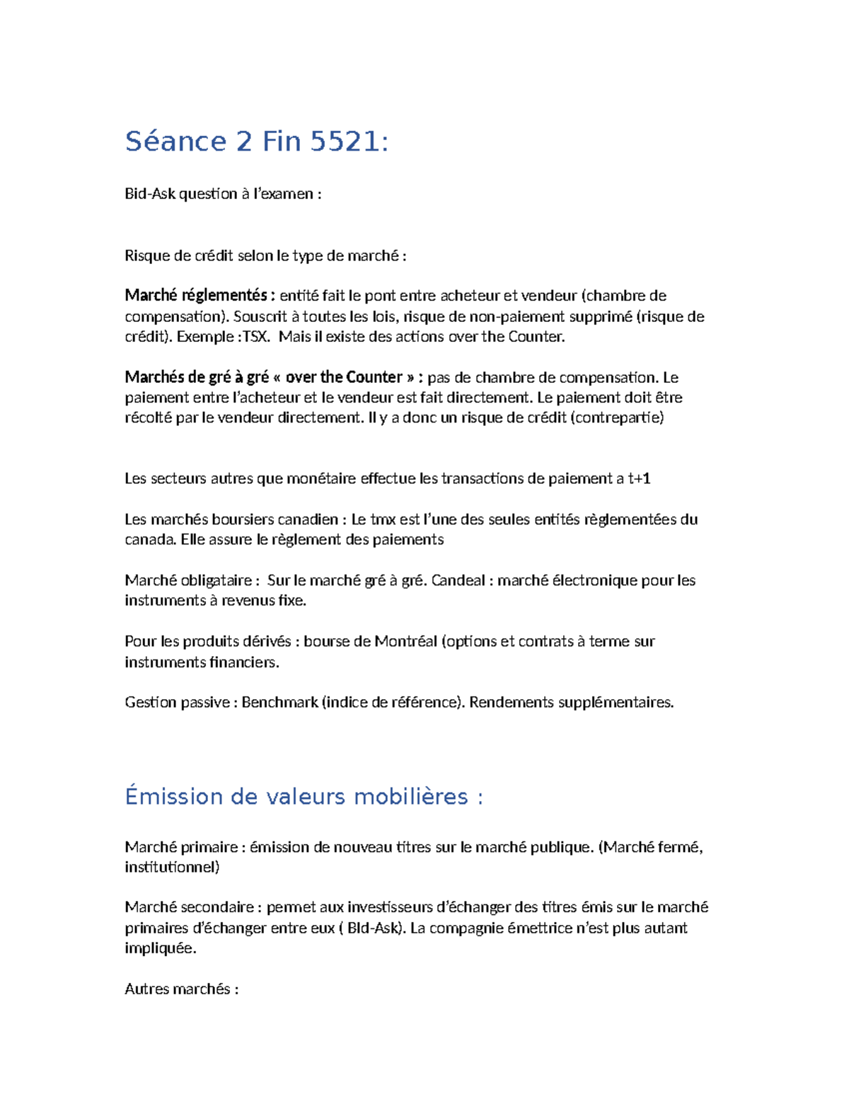 Séance 1 à 3 A2024 - Séance 2 Fin 5521: Bid-Ask question à l’examen ...