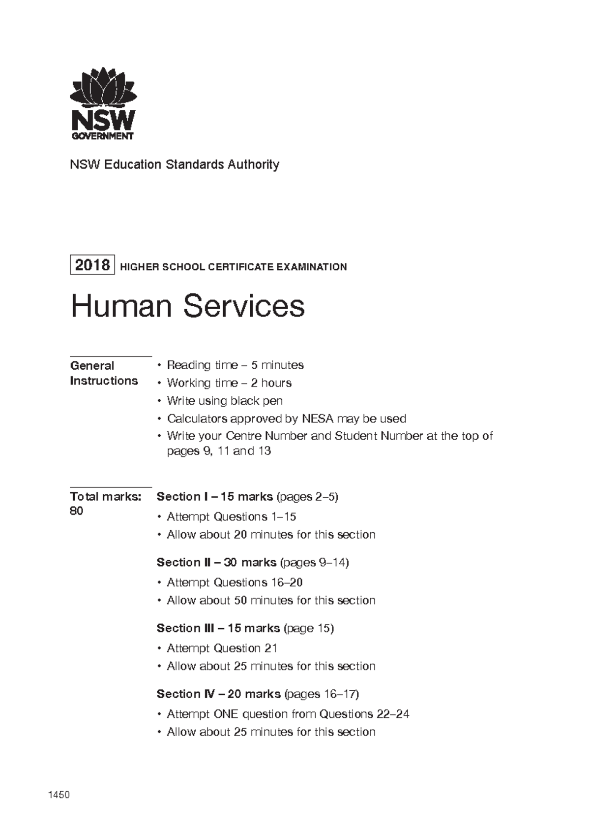 2018 hsc vet human services - NSW Education Standards Authority 2018 ...