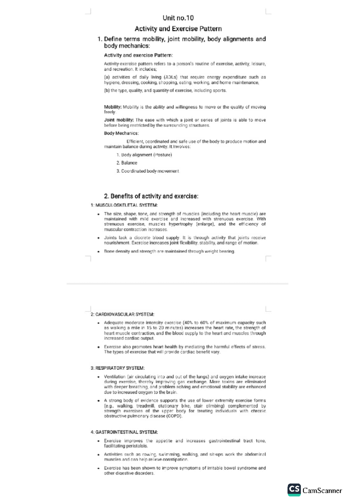 Activity and Exercise - Thanks - Unit no. 10 Activity and Exercise ...