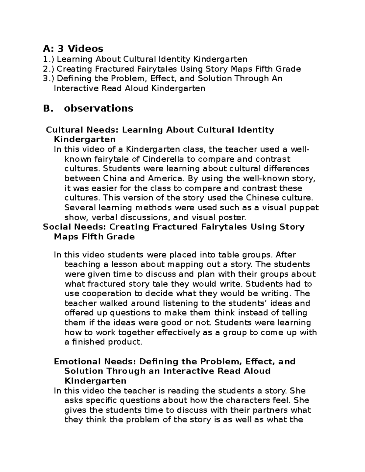 Task 1 School of community care - A: 3 Videos 1.) Learning About ...