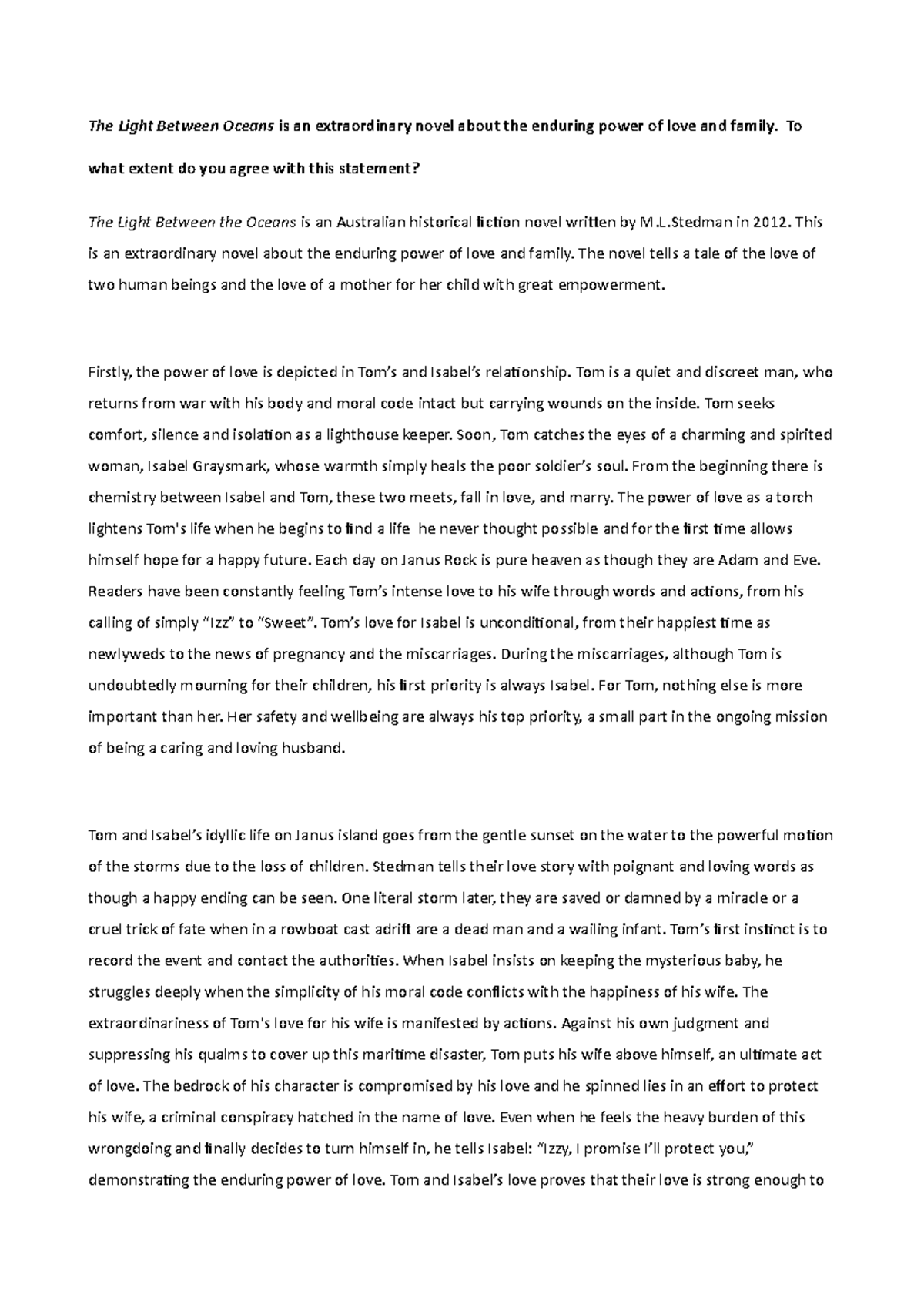 The light between the ocean - analysis - The Light Between Oceans is an ...