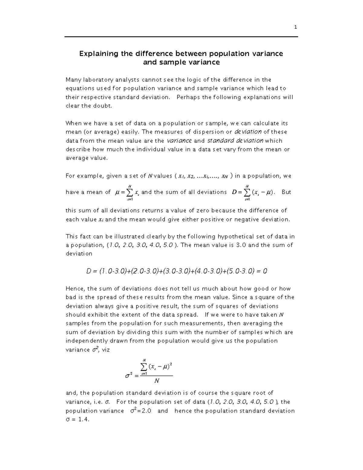 Explaining the difference between population variance and sample ...