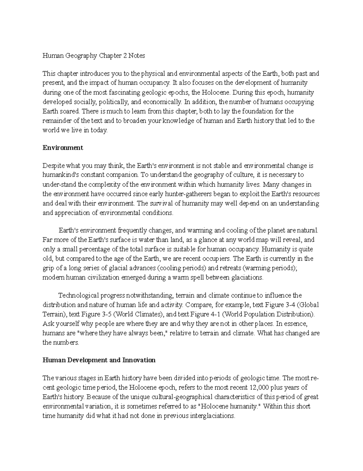 Human Geography Chapter 2 Notes - Human Geography Chapter 2 Notes This ...