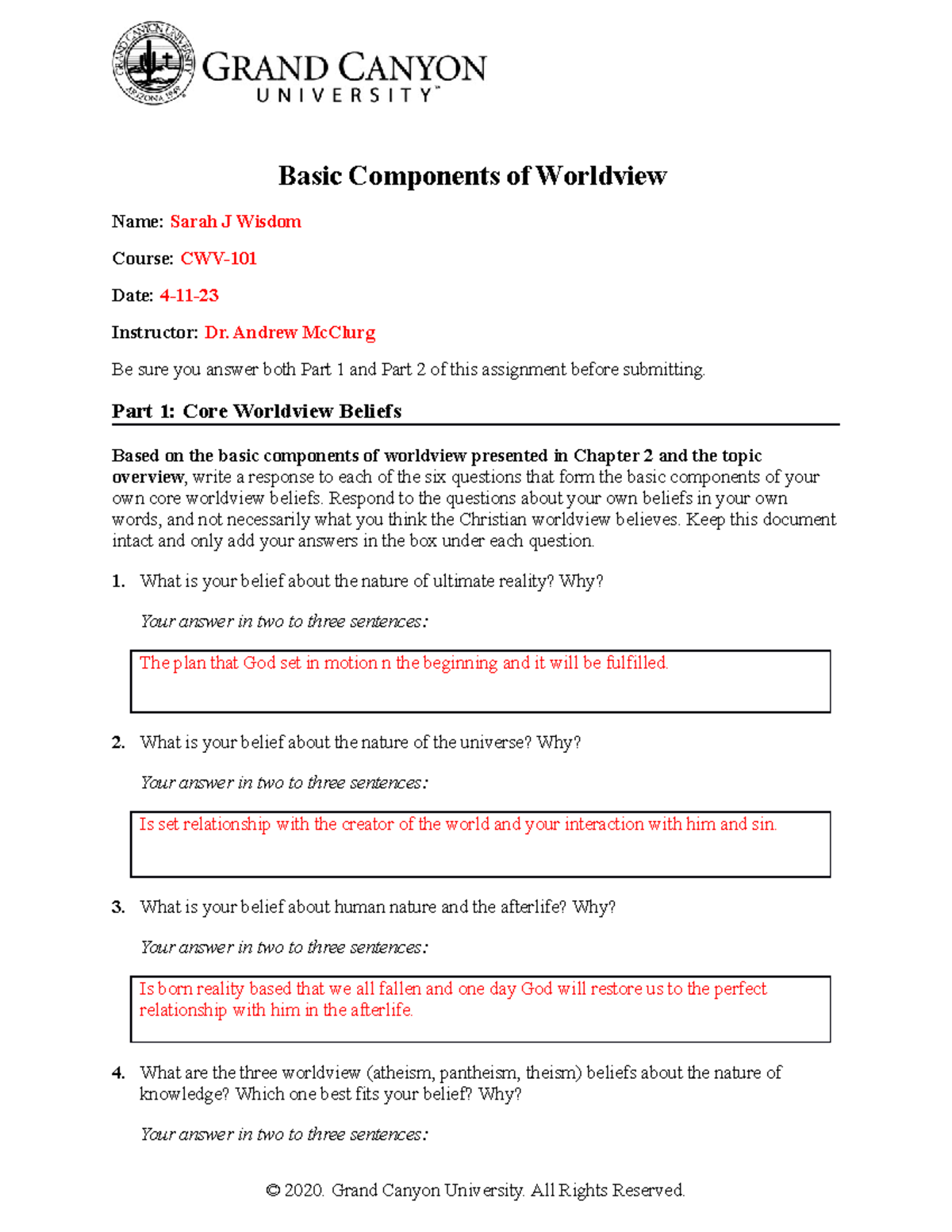 Basic Components of Worldview - Studocu