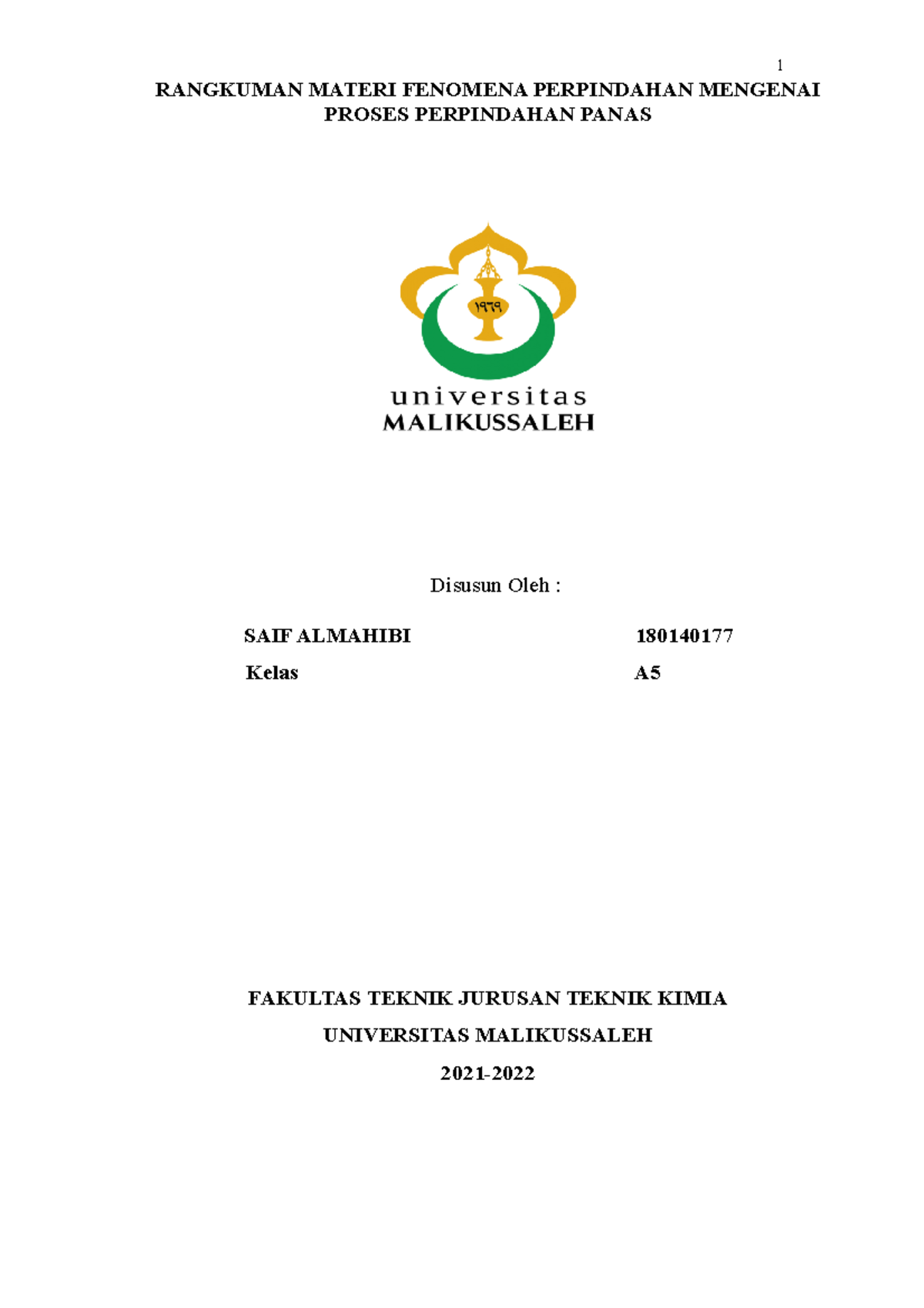 Perpindahan Panas-dikonversi - 1 RANGKUMAN MATERI FENOMENA PERPINDAHAN ...