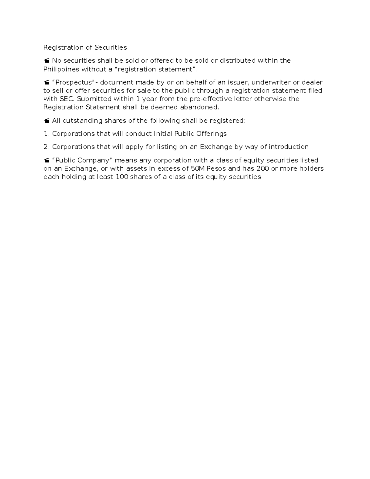 Registration of Securities - “Prospectus”- document made by or on ...