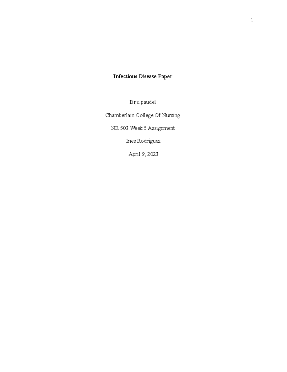 Infectious Disease Paper - Apr. 9 @ 7 09 pm - Infectious Disease Paper ...