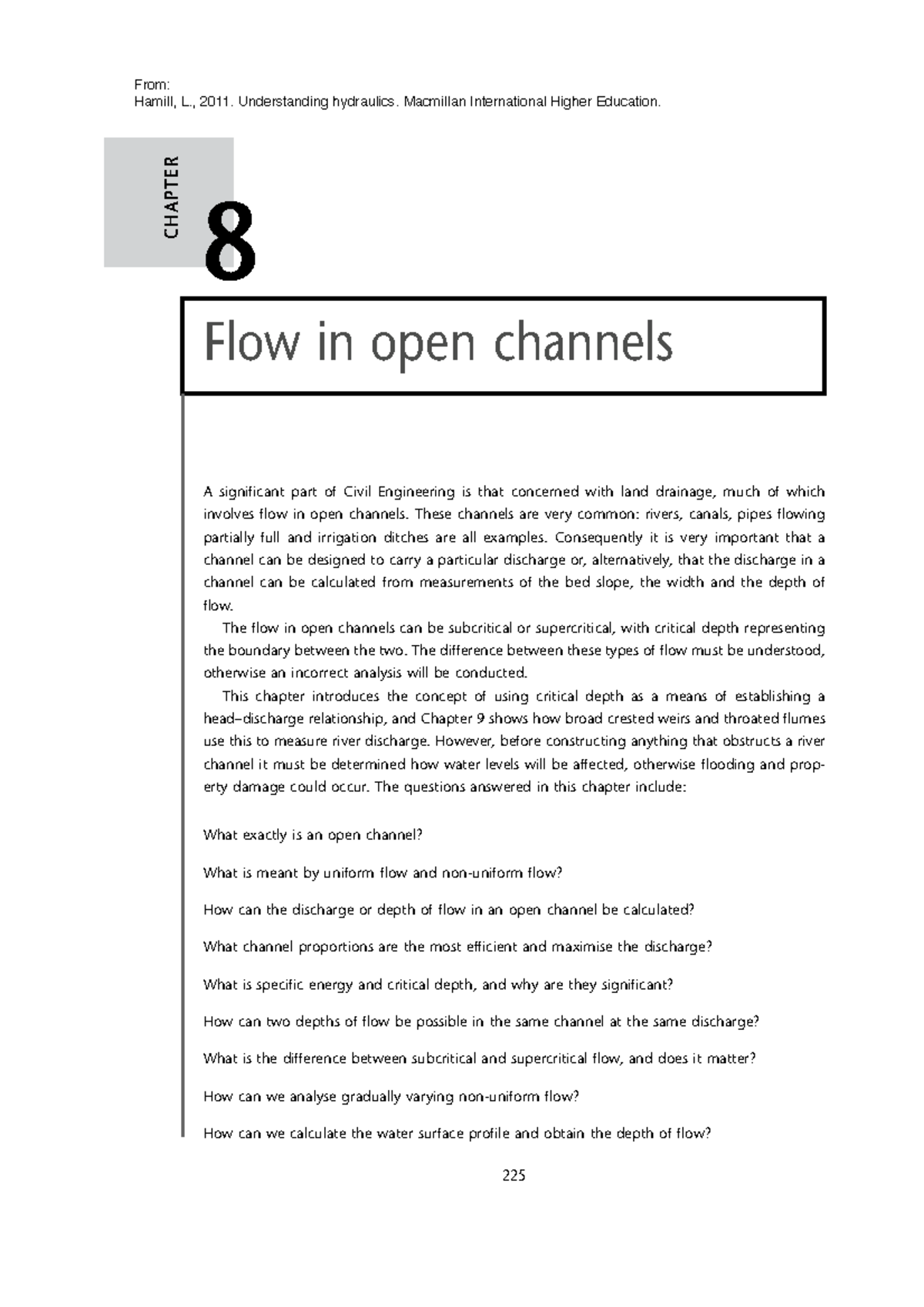 Week 1 - Flow in open channels - 8 Flow in open channels A significant ...