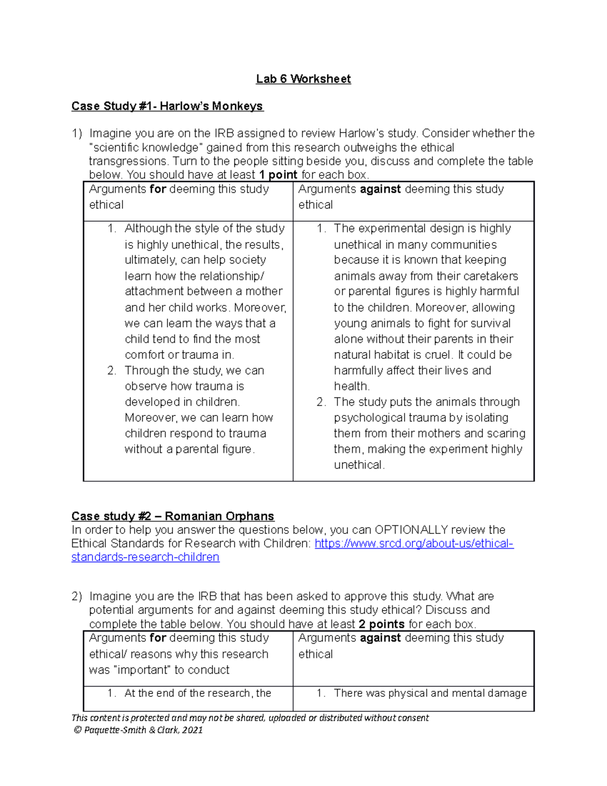 Psych 10 - Professor Clark - Lab 6 Worksheet - Lab 6 Worksheet Case ...