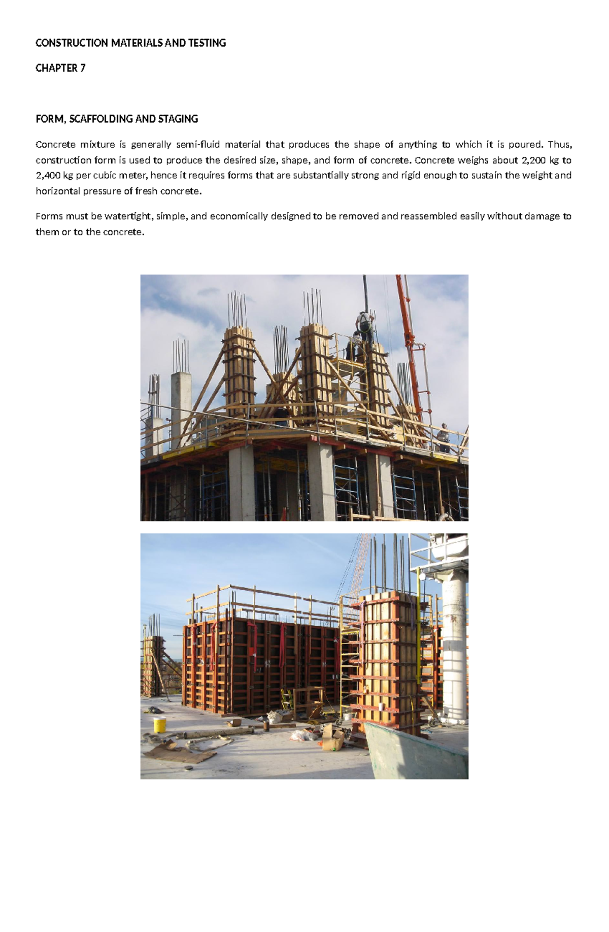 Construction Materials AND Testing Chapter 7 - CONSTRUCTION MATERIALS ...