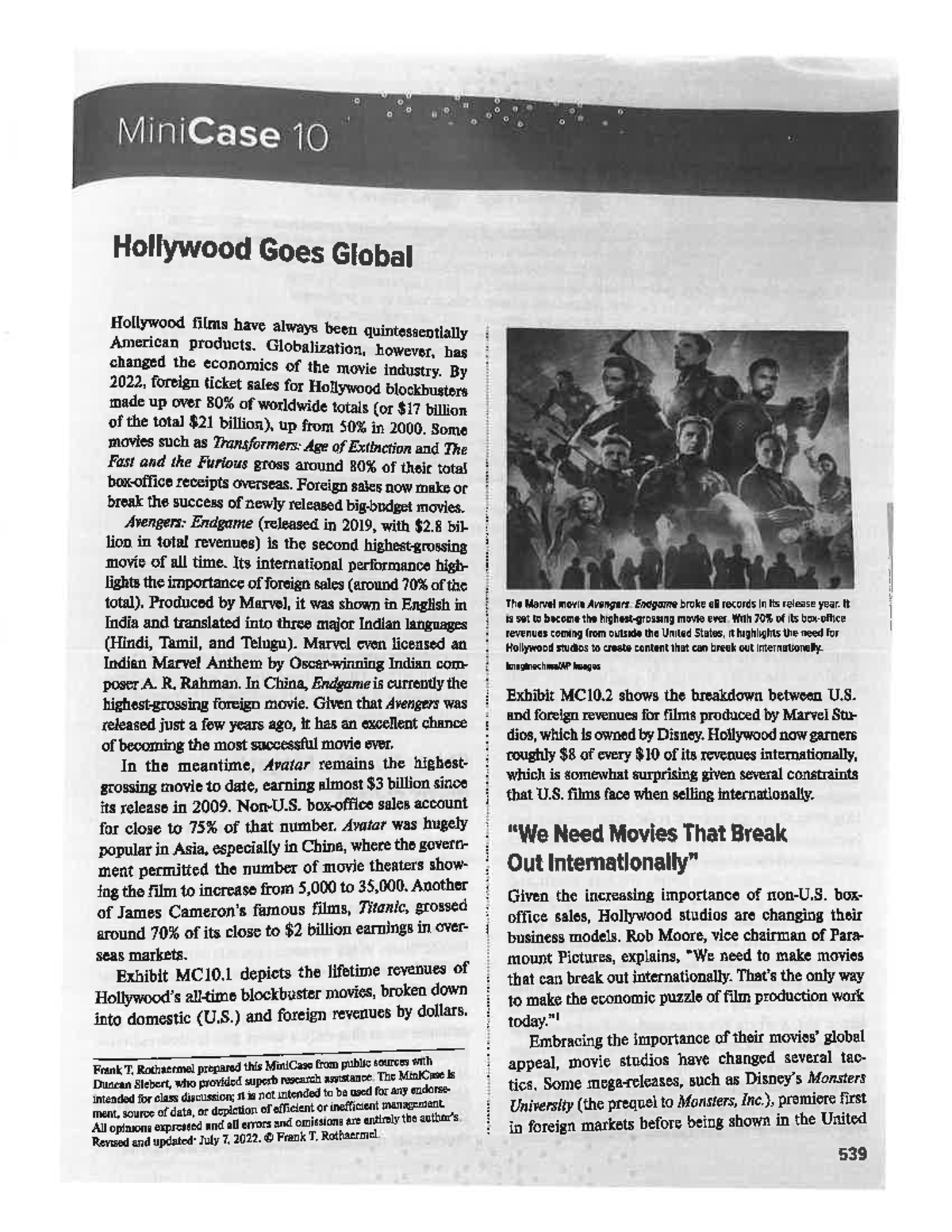 Case Hollywood Goes Global - MiniCase 10 Hollywood Goes Global ...