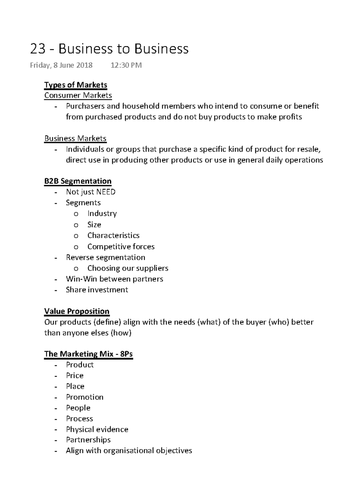 MARK101 Lecture 23 - Warning: TT: undefined function: 32 Types of Markets Consumer Markets - Studocu