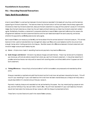 Lecture 6 - Recording, Summarising Posting Transactions - Foundations in Accountancy FA1 ...