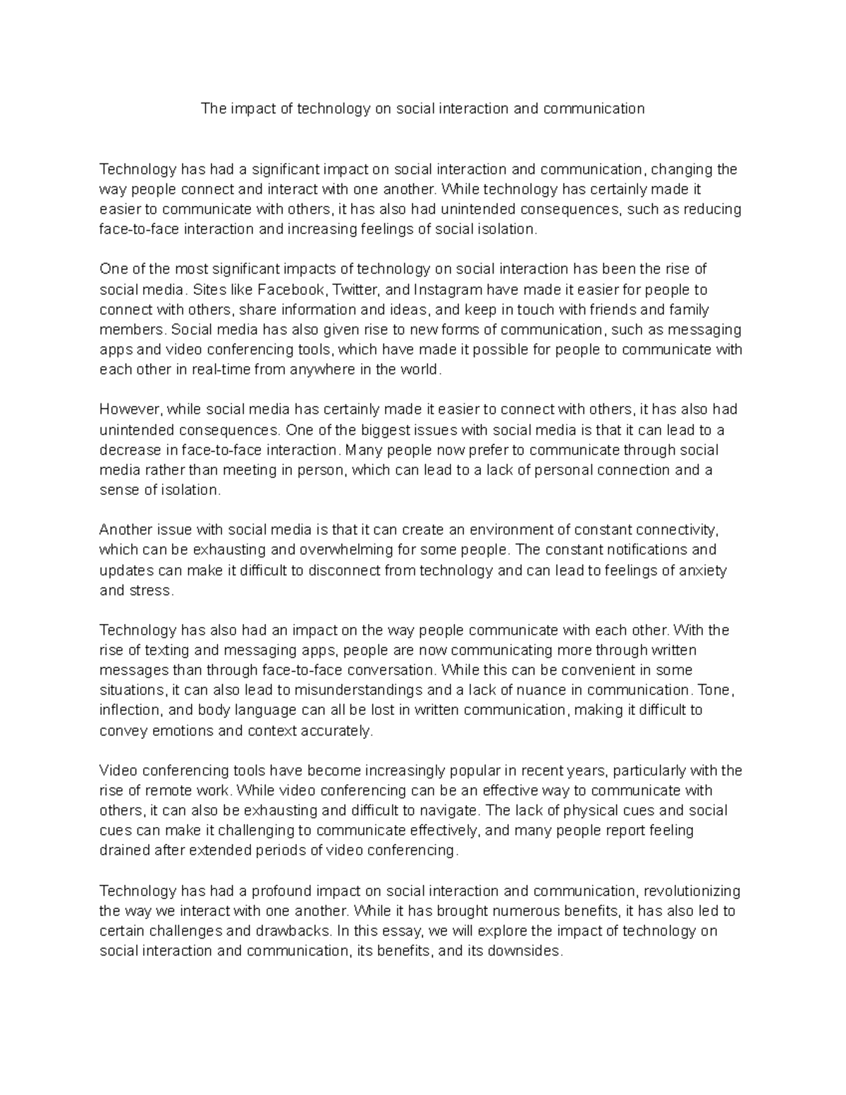 The impact of technology on social interaction and communication ...