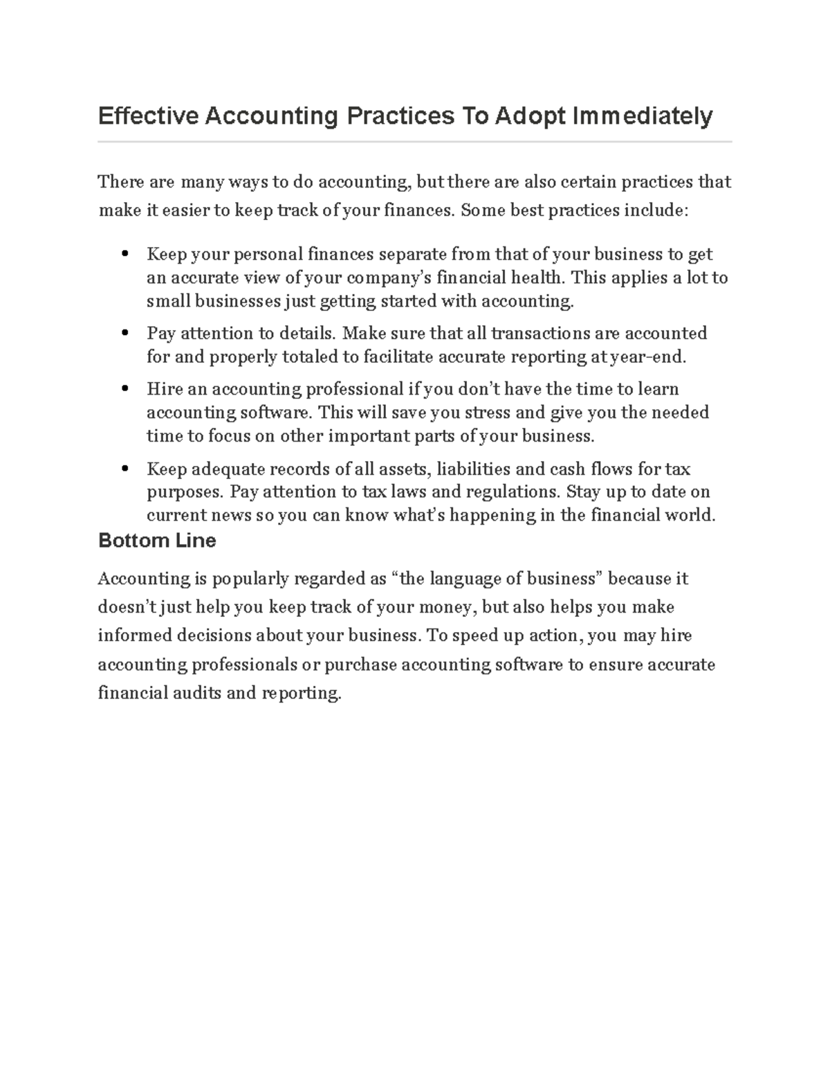 Effective Accounting Practices To Adopt Immediately - Some best ...