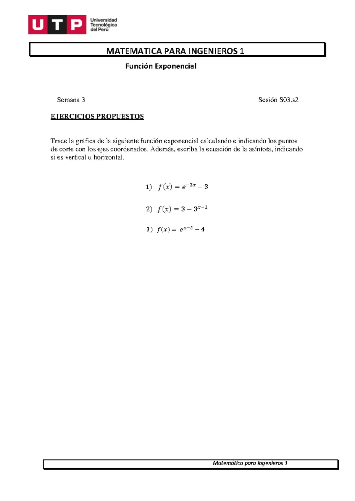 S03 s2 - Resolver ejercicios - Matematica para Ingenieros 1 - Matemática para Ingenieros 1 ...